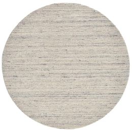 Theko Wollteppich &raquo;Pure UNI&laquo; rund 14 mm H&ouml;he Handwebteppich, meliert, reine Wolle, handgewebt beige Schurwolle &Oslash; 190cm 1 Stk., 14mm, &Oslash; 190cm