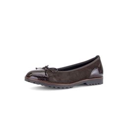Gabor Damen Ballerina Blockabsatz, Businessmode, Schl&uuml;pfschuh mit Zierschleife braun 35