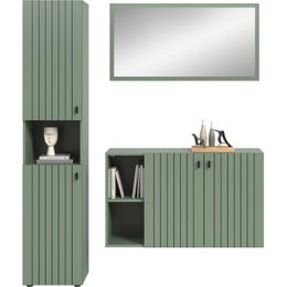Home Affaire Garderoben-Set &raquo;TATIO, 3-tlg. Garderobenkombination, Breite: 161 cm, Rillenfr&auml;sung&laquo; Set, Set, best. aus: 1 Spiegel, 1 Garderobenschrank, 
