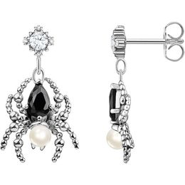 Thomas Sabo Damen Thomas Sabo Paar Ohrh&auml;nger &raquo;Spider Romance, Spinnen-Design&laquo; mit Zirkonia (synth.) - mit S&uuml;&szlig;wasserzuchtperle bunt 3,5mm, Perlen 