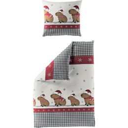 Bierbaum Bettw&auml;sche &raquo;Wichtel&laquo; 2 tlg. 100 % Baumwolle, Biber, unterschiedliche Weihnachts-Designs Biber, Obermaterial: 100% Baumwolle B/L: 135cm x 