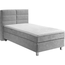 Westfalia Schlafkomfort Boxspringbett wahlweise mit Kaltschaum-Topper grau Bezug: 100% Polyester;Polsterung: 100% Polyester Microvelours Ohne Topper, Liegefl&auml;che B/L: 100cm x