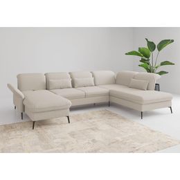 Sit & More sit&more Wohnlandschaft &raquo;Emely, inkl. Sitztiefenverstellung&laquo; wahlweise mit Schlaffunktion,Bettkasten,Kopf- & Armteilverstellung beige 95%Polyester, 5%
