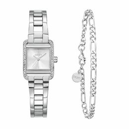 DKNY Damen DKNY Quarzuhr &raquo;Mini square Watch Set&laquo; Armbanduhr, Damenuhr, Edelstahlarmband, Ideal auch als Geschenk Einheitsgr&ouml;&szlig;e