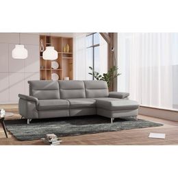 Sit & More sit&more Ecksofa &raquo;Astoria L-Form&laquo; wahlweise mit motorischer Relaxfunktion grau 100% Polyester B/H/T: 260cm x 91cm x 175cm, Luxus-Microfaser ALTARA 