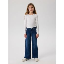 name it M&auml;dchen Weite Jeans &raquo;NKFPOLLY X-WIDE JEANS 3057-FR NOOS&laquo; Baumwollmischung, Wide Fit an den Beinen, leichter Used Look blau 92, N-Gr