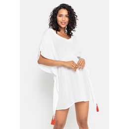 Lascana Damen Lascana Tunika aus gekreppter Viskose, Blusenkleid, Strandmode, transparent wei&szlig; 40/42