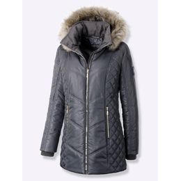 Casual Looks Damen Steppjacke, grau, Gr. 25, unifarben, 100% Polyester, Besatz:100% Polyester, Fellimitat:80% Polyacryl, 20% Polyester,