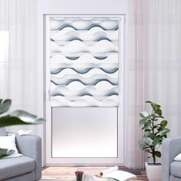 K-home Doppelrollo &raquo;Wellen Design&laquo; Lichtschutz Sichtschutz ohne Bohren freih&auml;ngend Bedruckt mit Muster Polyester 200cm, einseitig verschiebbar, 110cm