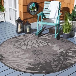 Sanat Teppich &raquo;Floral 2 Outdoor, auch als L&auml;ufer und rund&laquo; rund 6 mm H&ouml;he In- und Outdoor geeignet, Blumen, Balkon, Terrasse, Au&szlig;enbereich grau Kunstfaser &Oslash;
