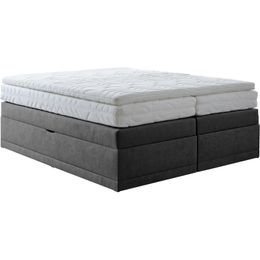 Westfalia Schlafkomfort Boxspringbett &raquo;Ibiza in den Breiten 160x200, 180x200cm & 200x200cm&laquo; grau Microvelours mit Bettkasten,mit Topper, Liegefl&auml;che B/L: 180cm x 200cm, 