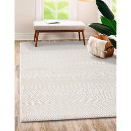 MERINOS Teppich &raquo;Sign 1901&laquo; rechteckig 12 mm H&ouml;he Hoch Tief Struktur, Raute, 100% recyceltem Polyester, Wohnzimmer beige Polyester B : 80cm 1 Stk., 