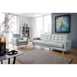 exxpo - sofa fashion 3-Sitzer &raquo;Nappa, Schlafsofa, bequem, zeitloses Design, L-Form&laquo; tolle Detailverarbeitung, mit Bettfunktion und Bettkasten grau 