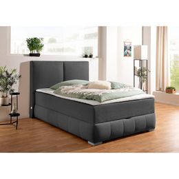 OTTO home Boxbett &raquo;Wehma mit Kopfteil inkl. Bettkasten&laquo; in H2, H3 & H4 w&auml;hlbar, inklusive Topper grau Struktur, Liegefl&auml;che B/L: 140cm x 200cm, H2 + 