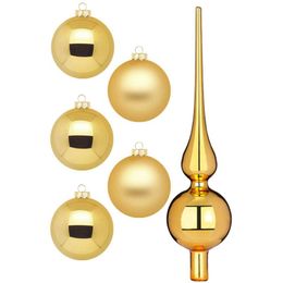 MAGIC by Inge Weihnachtsbaumkugel &raquo;Inkagold, Weihnachtsdeko, Christbaumschmuck&laquo; Christbaumkugeln aus Glas, 45 Kugeln &Oslash; ca. 4-6 cm, inkl. Spitze 28 cm 