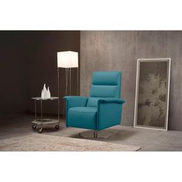 Egoitaliano Sessel &raquo;Kelly Designsessel, Clubsessel & Relaxsessel, bequem, zeitlos elegant&laquo; drehbar, manuelle Relaxfunktion mit Push-Back-Mechanismus blau Leder 