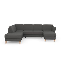 Sit & More sit&more Wohnlandschaft &raquo;Visby U-Form&laquo; wahlweise mit Schlaffunktion und Stauraum, frei im Raum stellbar grau B/H/T: 303cm x 87cm x 213cm, Luxus-
