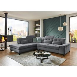 Die PlanBar Ecksofa &raquo;MP-IN18012 L-Form mit Federkern-Polsterung&laquo; Sitztiefenverstellung, optional Kopfteilverstellung & Schlaffunktion 100% Polyester B