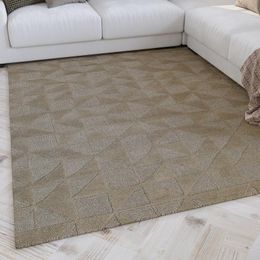 Wecon Home Wollteppich &raquo;Hamptons THIRTYSEVEN&laquo; rechteckig 15 mm H&ouml;he L&auml;ufer, Schurwolle, Kurzflor, Wohnzimmer, elegant, geometrisch beige Schurwolle B 