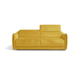 Egoitaliano Schlafsofa &raquo;FOX, Made in Italy-Designsofa mit Dauerschlaffunktion,Breite 216 cm&laquo; Bettsofa, Luxus-Microfaser mit verstellbaren Kopfst&uuml;tzen gelb 100% 