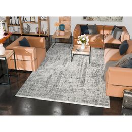 OCI DIE TEPPICHMARKE Teppich &raquo;MILA THREAD&laquo; rechteckig 8 mm H&ouml;he Design Kurzflor Teppich, hochwertig gewebt, mit feinen Fransen grau Obermaterial: 100%