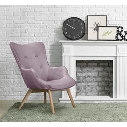 Home Affaire Sessel &raquo;Nicko&laquo; wahlweise mit und ohne Hocker rosa 100% Polyester Samtoptik, ohne Hocker, B/H/T: 71cm x 96cm x 86cm