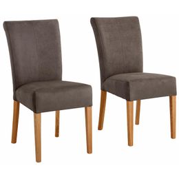 Home Affaire 4-Fu&szlig;stuhl &raquo;Queen Polsterstuhl&laquo; (Set) 2 Stk.verschiedene Bez&uuml;ge, Gestell Massivholz braun Massivholz B/H/T: 47cm x 93cm x 64cm, 2 Stk., 