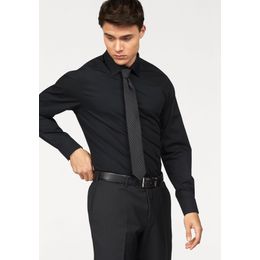 OLYMP Herren Businesshemd "Level Five body fit", schwarz, Gr. 41, unifarben, Web, Obermaterial: 97% Baumwolle, 3% Elastolefin, Hemden, formbest&auml;ndig