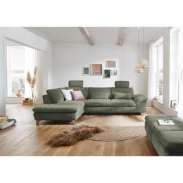 Die PlanBar Ecksofa &raquo;Ottomane MP-IN14007 L-Form, Breite 306 cm&laquo; wahlweise mit Schlaffunktion und verstellbaren Kopfst&uuml;tzen 100% Polyester B/H/T: 306cm