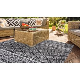 Kayoom Teppich &raquo;Sunny 110&laquo; rechteckig 8 mm H&ouml;he Besonders pflegeleicht. Im Innen- und Au&szlig;enbereich verwendbar. schwarz Polyester B : 160cm 1 Stk., 8mm, L: 