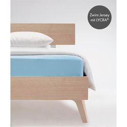 Fleuresse Spannbettlaken &raquo;Comfort&laquo; langlebig & b&uuml;gelfrei,Perfekte Passform durch POWER-STRETCH blau Jersey-Elasthan, Obermaterial: 96% Baumwolle, 4% 