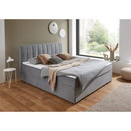 ATLANTIC HOME COLLECTION Boxbett &raquo;Alva, wahlweise mit Matratze&laquo; wahlweise mit Matratze und Topper grau Chenille-Optik mit Bonnell-Federkernmatratze 