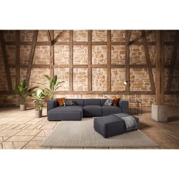 W.Schillig Ecksofa &raquo;around-the-block Mega Sofa, viel Platz und hoher Sitzkomfort, L-Form&laquo; mit eleganter Biese, mit Federkern, Breite 341 cm schwarz 
