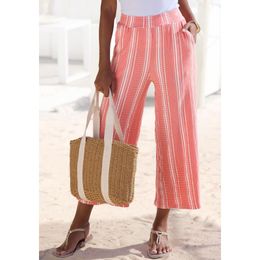 Lascana Damen Lascana 7/8-Hose &raquo;mit locker-luftigem Bein&laquo; aus strukturierter Ware, sommerliche Schlupfhose, Strandhose rosa 46, N-Gr