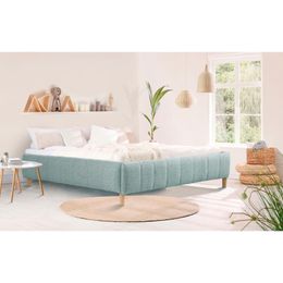 Home Affaire Polsterbett &raquo;Tarje&laquo; in 5 Breiten, auch in &Uuml;berl&auml;nge 220 cm, incl. Roll-Lattenrost blau Struktur fein (100% Polyester) Liegefl&auml;che L&auml;nge B