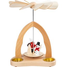 SAICO Original Weihnachtspyramide &raquo;Tischpyramide, Weihnachtsmann und Schneemann&laquo; bunt, f&uuml;r 3 Teelichte, Hx&Oslash;: 20x21cm Holz teilmassiv, Holzwerkstoff 