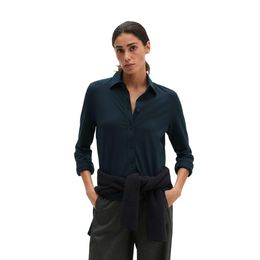 Marc O'Polo MARC O'POLO Damen Langarmbluse "aus Single Jersey mit Paper-Finish", blau, Basic, Gr. XL, unifarben, Obermaterial: 95% Baumwolle, 5% Elasthan, Blusen