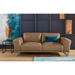 W.Schillig 2,5-Sitzer &raquo;montanaa elegant & edel, bequem, Federkernunterfederung&laquo; mit Metallkufen in Silber matt, Breite 212 cm braun B/H/T: 212cm x 