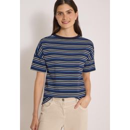 Cecil Damen T-Shirt, blau, Gr. M, gestreift, Jersey, Obermaterial: 100% Baumwolle, Shirts, Ringelshirt, Baumwolle, Rundhalsausschnitt