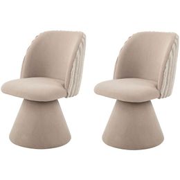 Hela Esszimmerstuhl &raquo;BARI I Drehstuhl&laquo; (Set) 2 Stk.360&deg; drehbar, Polsterfu&szlig;, Materialkombi, Au&szlig;en Felloptik Innen Velvet beige Polyester, Stoff B/H/T: