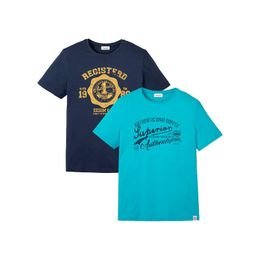 bonprix Herren bonprix T-Shirt Packung, 2 regular fit, Kurzarm, coole Frontprints 52/54 (L)