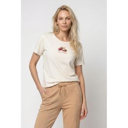 monari Damen T-Shirt &raquo;Shirt Macarons&laquo; Regular fit mit Rundhalsausschnitt beige 40