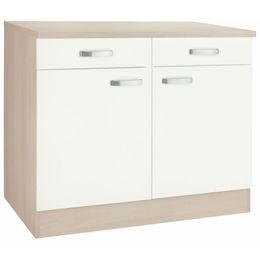 Optifit Unterschrank &raquo;Faro&laquo;, mit Metallgriffen, Breite 100 cm wei&szlig; akaziefarben, B/H/T: 100cm x 84,8cm x 60cm, Schubladen: 2 Stk. T&uuml;ren: 2 Stk.