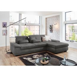 Die PlanBar Ecksofa &raquo;MP-IN16012 L-Form, mit Federkern-Polsterung&laquo; inkl. Sitztiefenverstellung, wahlweise mit weiteren Funktionen grau 85% Polyester;15