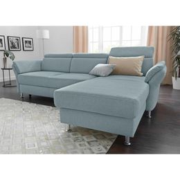 Sit & More sit&more Ecksofa &raquo;Avignon L-Form&laquo; Kopfteilverstellung, wahlweise mit Schlaffunktion und Bettkasten blau Flachgewebe (90% Polyester, 10% Polyamid);