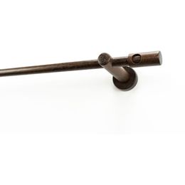 Garesa Gardinenstange &raquo;PANDRI&laquo; &Oslash; 20 mm 1 l&auml;ufig-l&auml;ufig Wunschma&szlig;l&auml;nge Vorhanggarnitur, verl&auml;ngerbar, gerader Knopf mit Ausschnitt braun Holzwerkstoff 