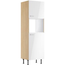 KOCHSTATION Mikrowellenumbauschrank &raquo;KS-Lucy&laquo; Breite 60 cm, mit 2 T&uuml;ren, Soft-Close, h&ouml;henverstellbare F&uuml;&szlig;e wei&szlig; Eiche hell, B/H/T: 60cm x 211,8cm x 