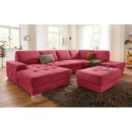 Sit & More sit&more Wohnlandschaft &raquo;Santorini U-Form&laquo; mit Federkern und Sitztiefenverstellung, wahlweise mit Schlaffunktion rot Luxus-Microfaser ALTARA NUBUCK (