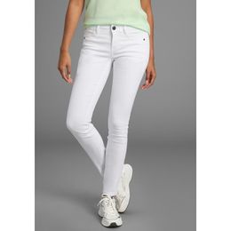 Arizona Damen Skinny-fit-Jeans &raquo;mit Keileins&auml;tzen&laquo; extra-enger Beinschnitt, niedrige Leibh&ouml;he wei&szlig; 52, N-Gr