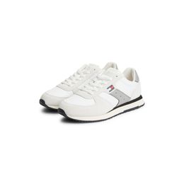 Tommy Jeans Herren Sneaker &raquo;TJM EVA RUNNER MIX MATERIAL&laquo; Freizeitschuh, Schn&uuml;rschuh mit Logoflaggen-Pr&auml;gung an der Schuhzunge wei&szlig; 40